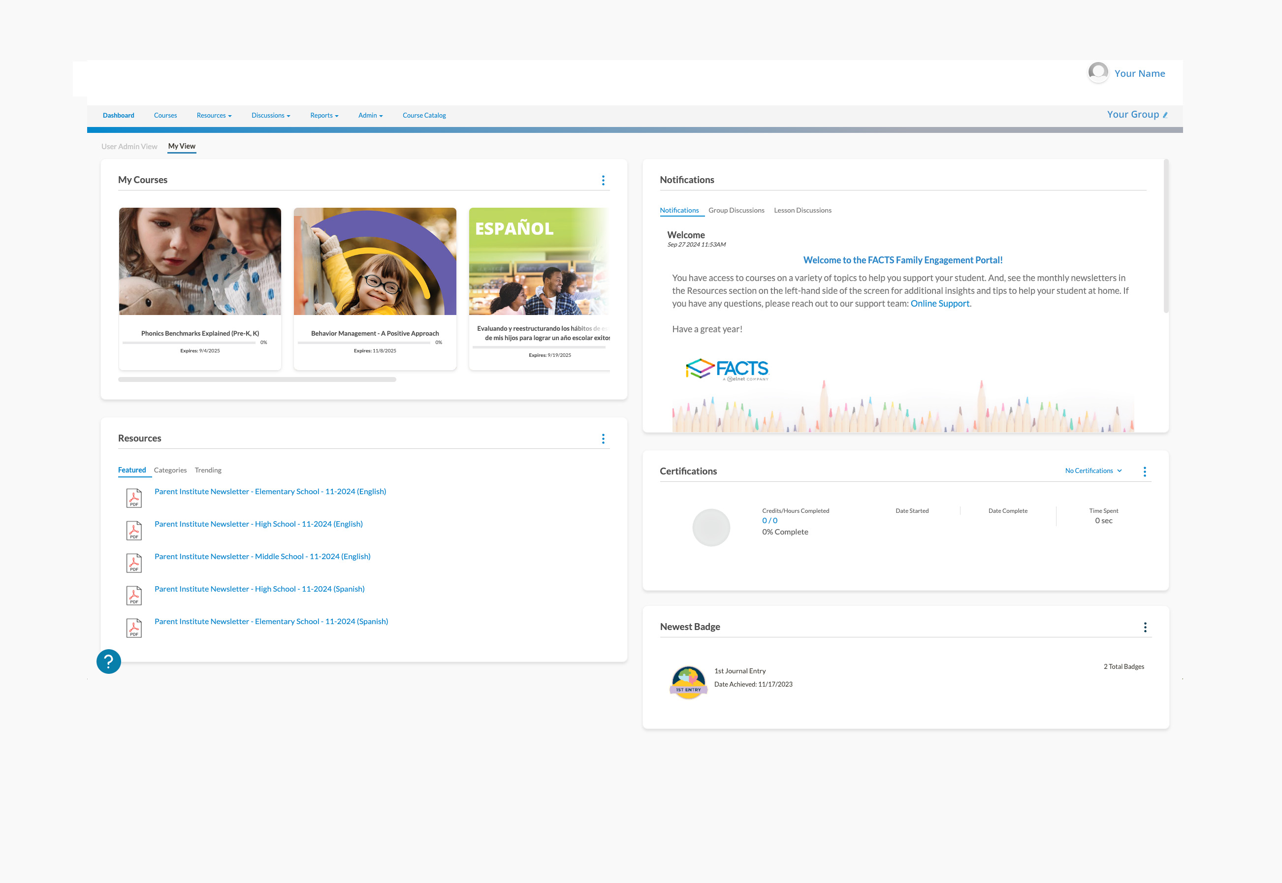 Dashboard Overview – Help Center - FACTS Faith