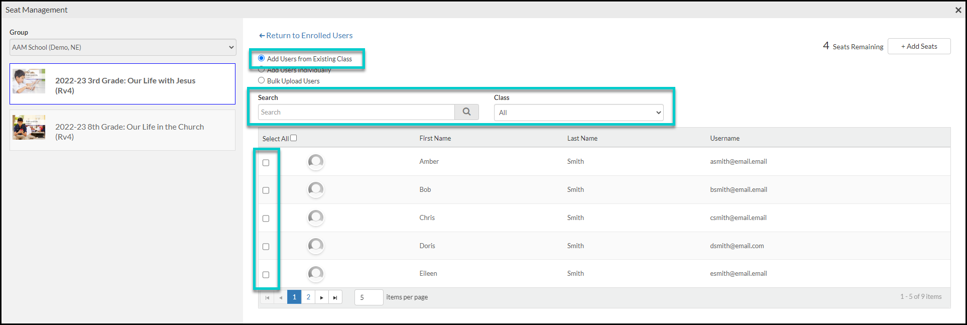 Adding Existing Students to a Class – Help Center - FACTS Faith